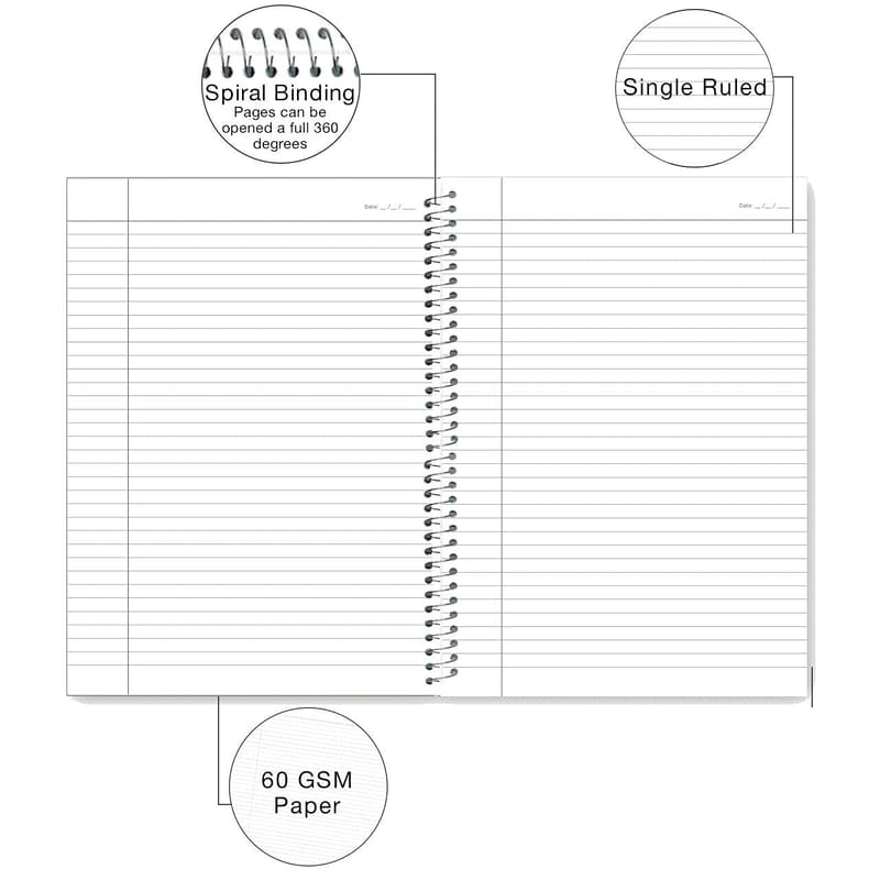 Rush 200 Pages Spiral Notebook Ruled A4 Size - Single Line Ruled