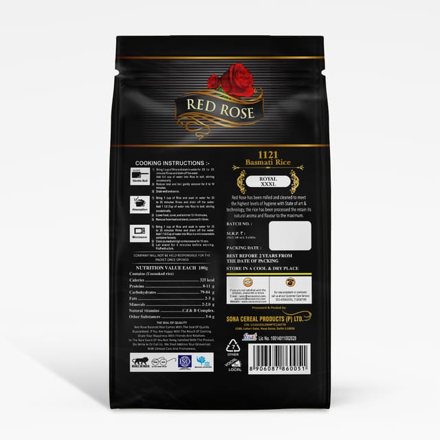 Red Rose Royal Basmati Rice, Extra Long Grain, Best Basmati Rice for ...