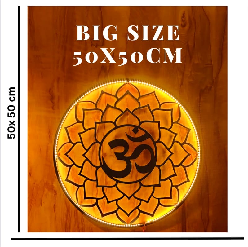 EU OM Mandala Wall Decor with Backlight LED for Pooja Room Lights for ...
