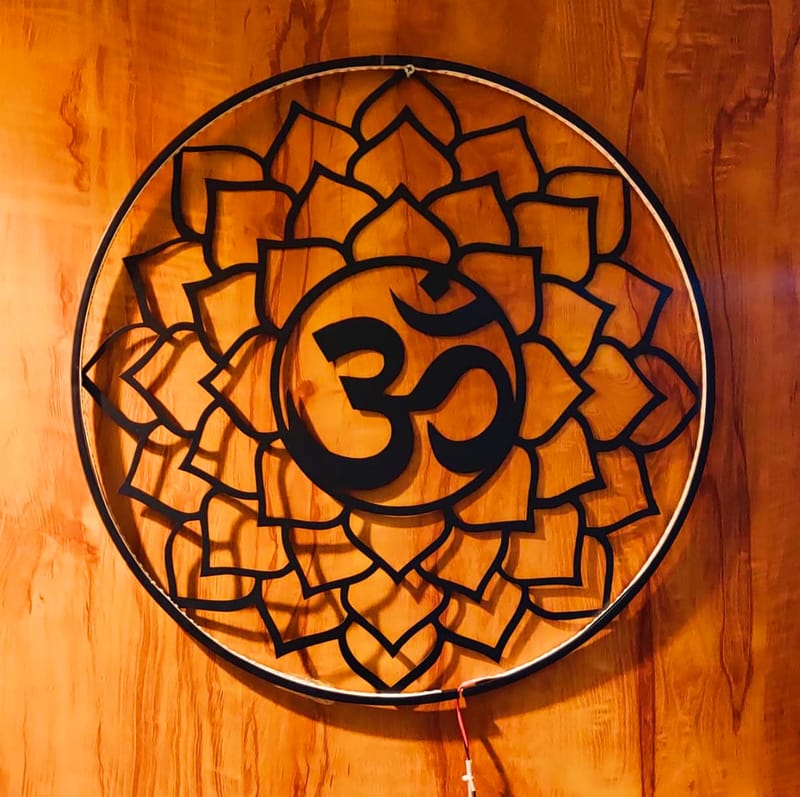 EU OM Mandala Wall Decor with Backlight LED for Pooja Room Lights for ...