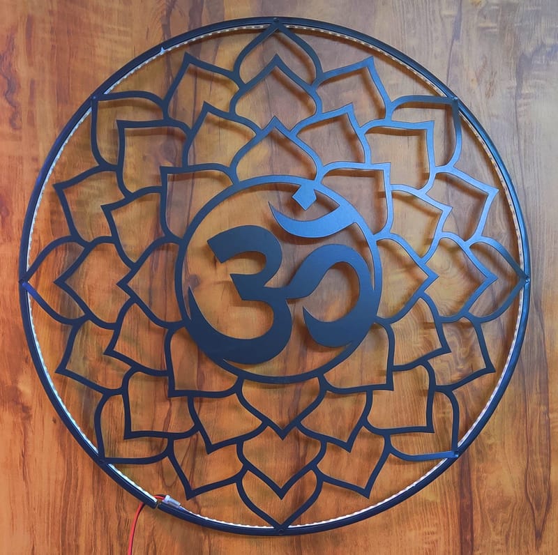 EU OM Mandala Wall Decor with Backlight LED for Pooja Room Lights for ...