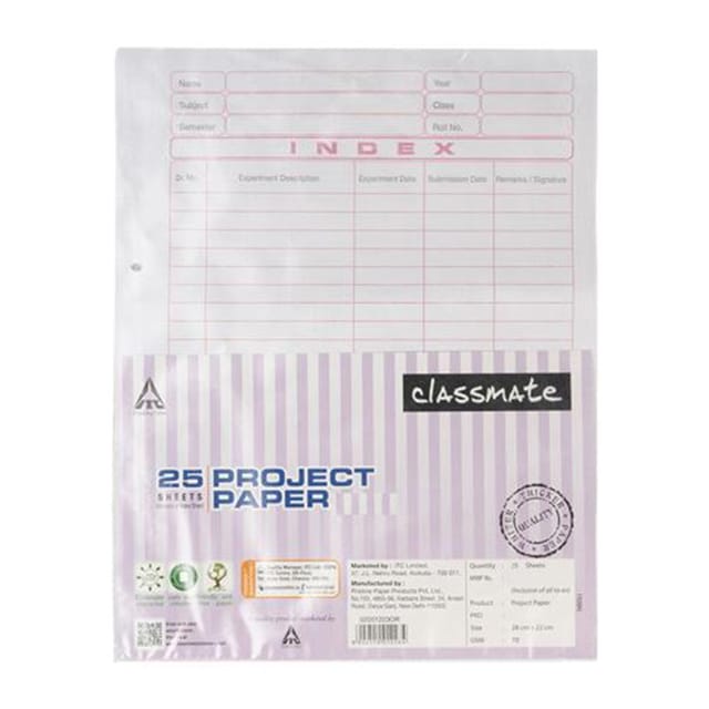 Classmate Blank Index Page