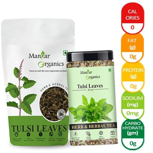 ManHar Organic - Tulsi Leaves 120gm | Queen of Herbs | Dried Tulsi ...