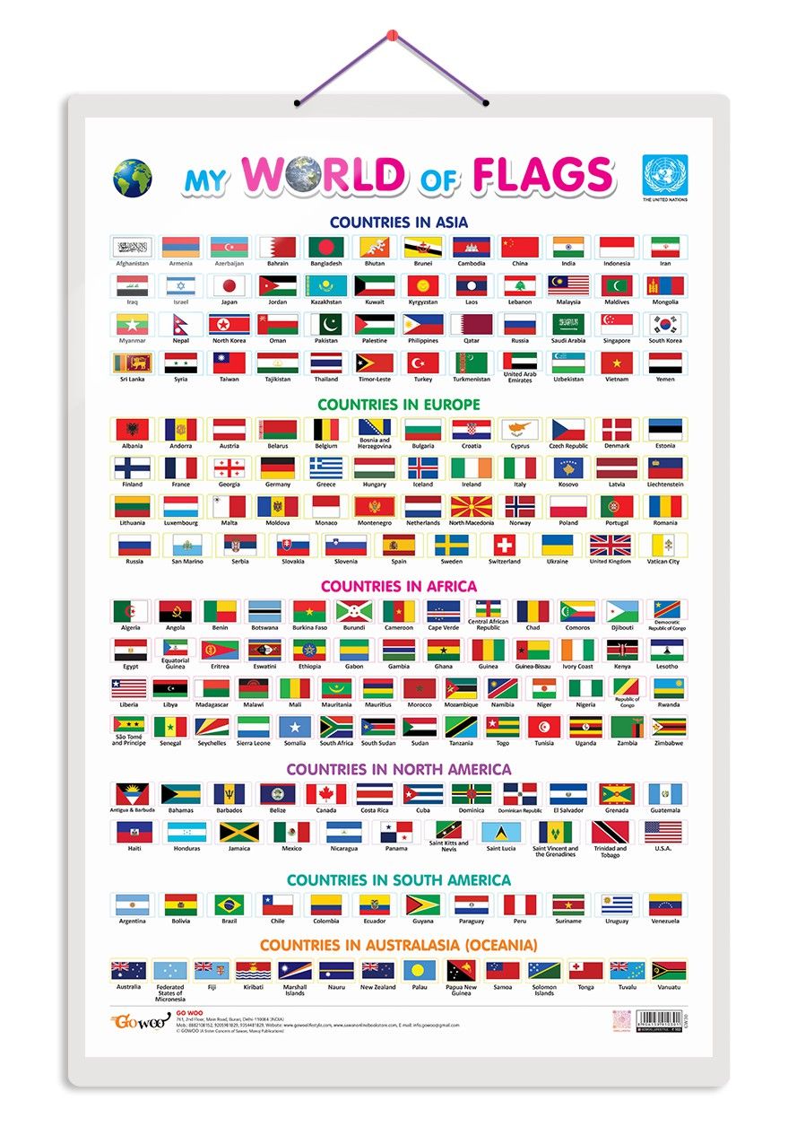 My World of Flags Early Learning Educational Chart for Kids | 20"X30 ...