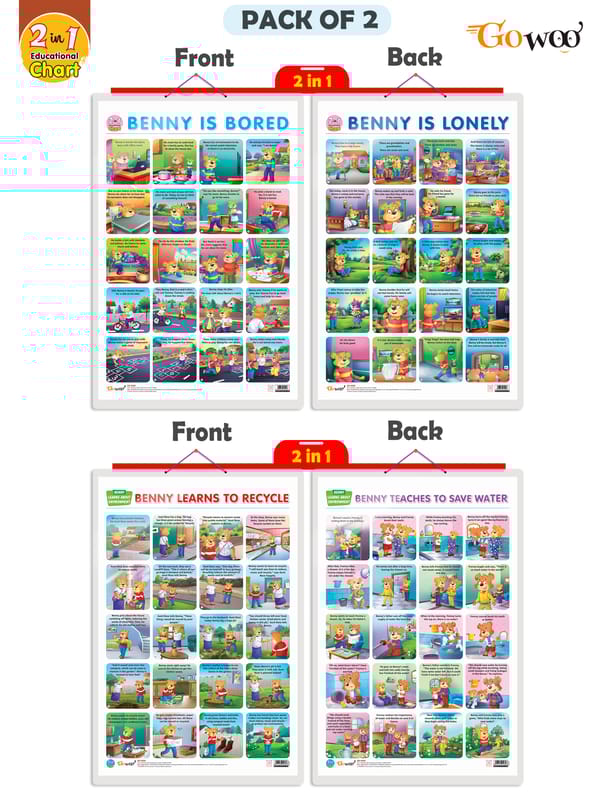 Set of 2 | 2 IN 1 BENNY IS BORED AND BENNY IS LONELY and 2 IN 1 BENNY LEARNS TO RECYCLE AND ...