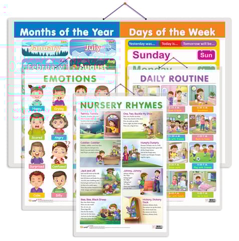 Set of 4 MONTHS OF THE YEAR AND DAYS OF THE WEEK, EMOTIONS, DAILY ...