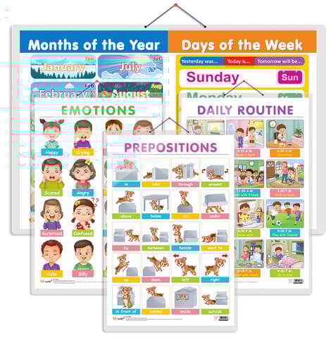 Set of 4 MONTHS OF THE YEAR AND DAYS OF THE WEEK, EMOTIONS, DAILY ...