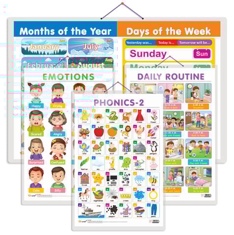 Set of 4 MONTHS OF THE YEAR AND DAYS OF THE WEEK, EMOTIONS, DAILY ...
