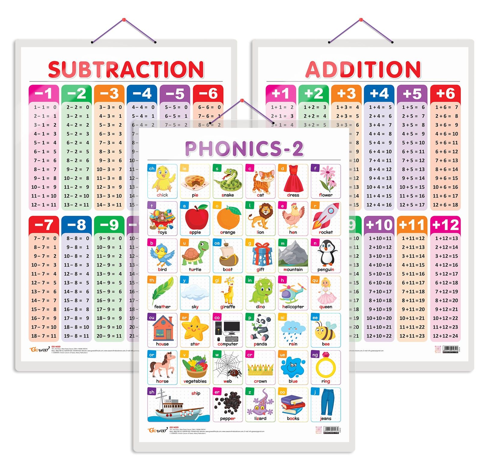 Set of 3 SUBTRACTION, ADDITION and PHONICS - 2 Early Learning ...