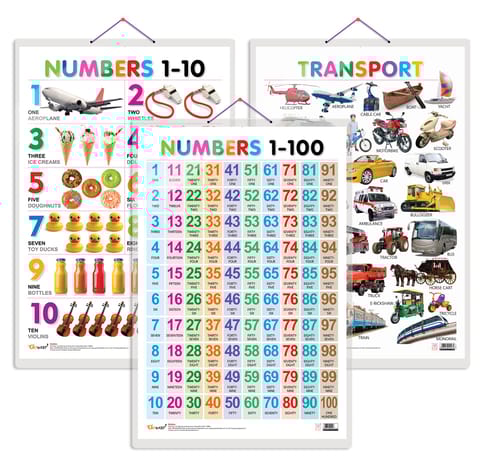 Set of 3 Transport, Numbers 1-10 and Numbers 1-100 Early Learning ...