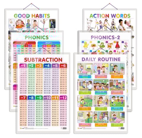 Set of 6 Good Habits, Action Words, SUBTRACTION, DAILY ROUTINE, PHONICS ...
