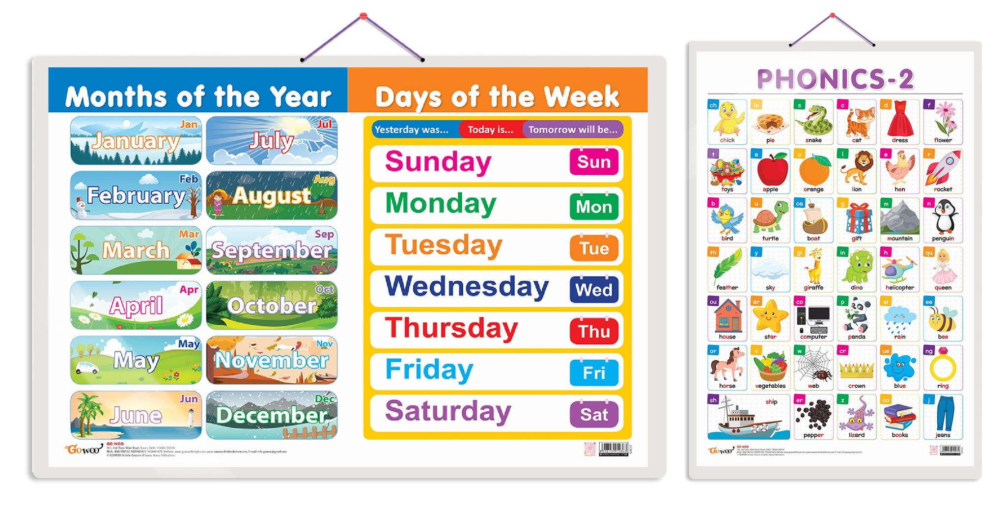 Set of 2 MONTHS OF THE YEAR AND DAYS OF THE WEEK and PHONICS - 2 Early ...