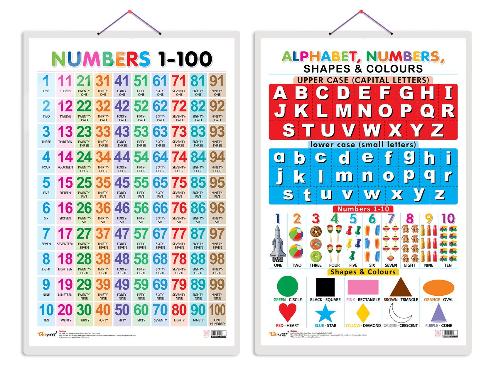 Set of 2 Numbers 1-100 and Alphabet, Numbers, Shapes & Colours Early ...