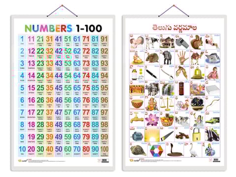 Set of 2 Numbers 1-100 and Telugu Alphabet?(Telugu) Early Learning ...