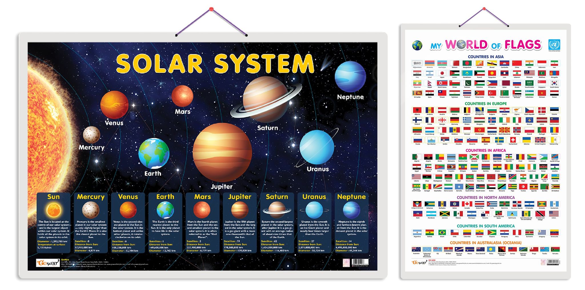 Set of 2 Solar System and My World of Flags Early Learning Educational ...