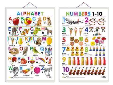 Set of 2 Alphabet and Numbers 1-10 Early Learning Educational Charts ...