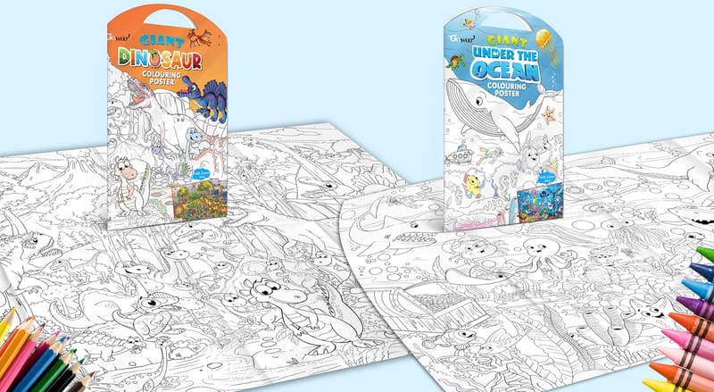 GIANT DINOSAUR COLOURING POSTER and GIANT UNDER THE OCEAN COLOURING ...