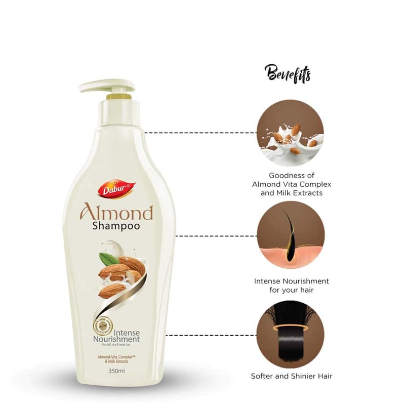 Dabur Almond Shampoo With Almond-Vita Complex & Milk Extracts, 350ml ...