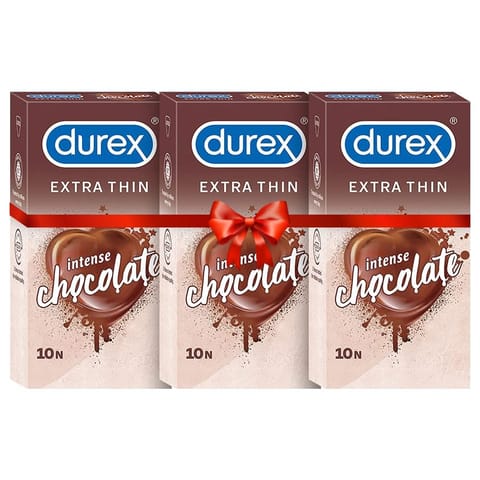 Durex Extra Thin Intense Chocolate Flavoured Condoms For Men -10s (Pack of 3)