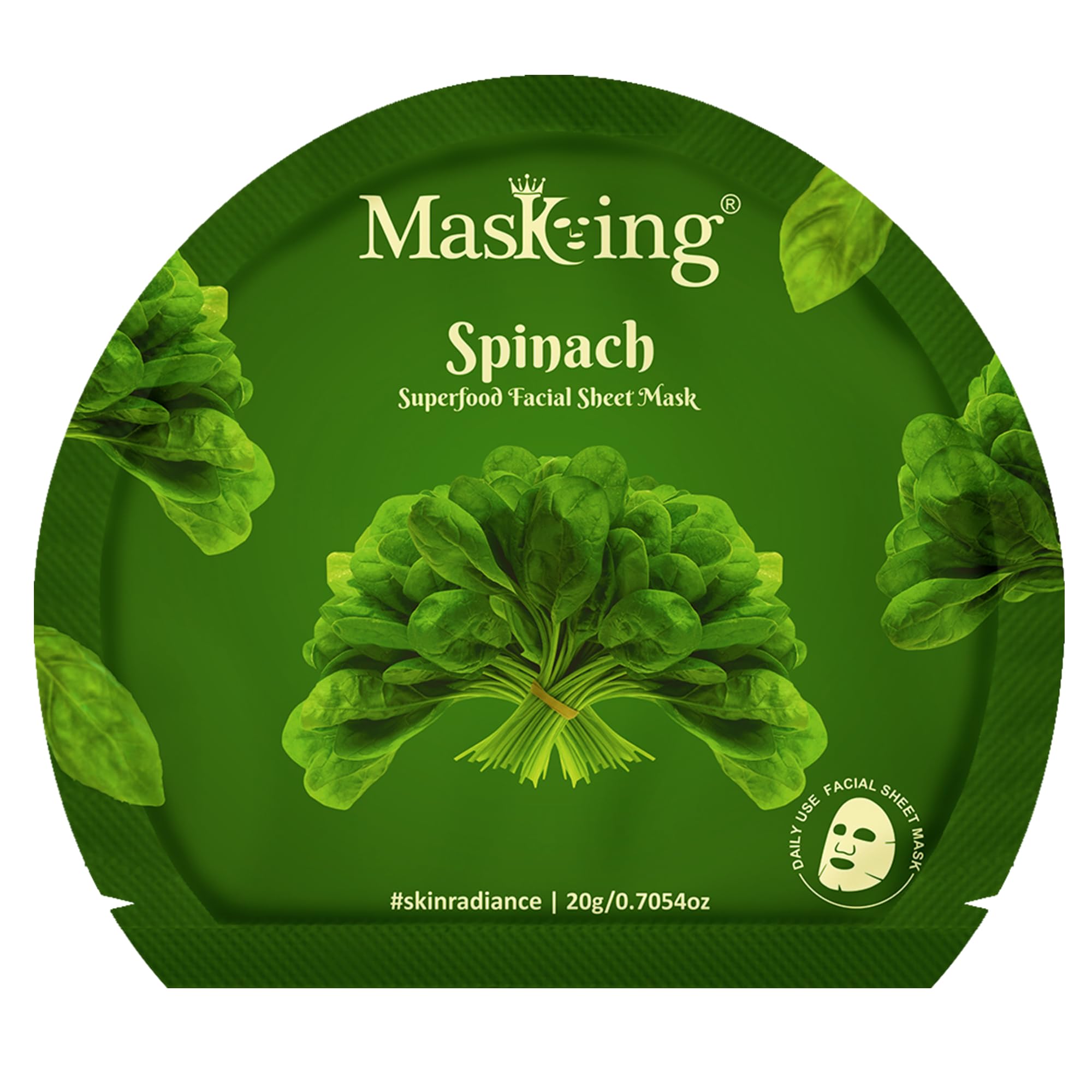 Superfood Spinach Face Sheet Mask Skin Brightening, Hydrating for Women ...