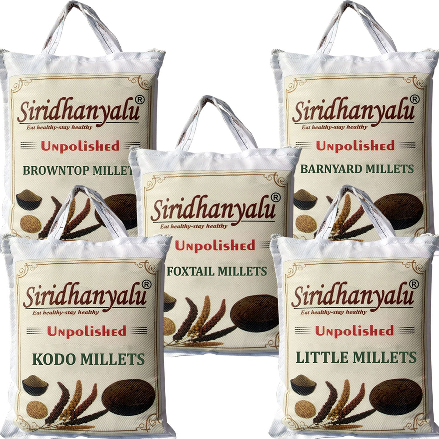 Unpolished Millet Rice Siridhanya 5 Types of Organic Millets Little ...
