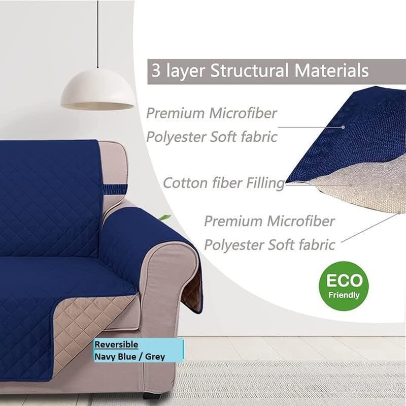 CULTIVER Three Seater Ultra Soft Reversible Sofa Cover 3 Layer Quilted ...