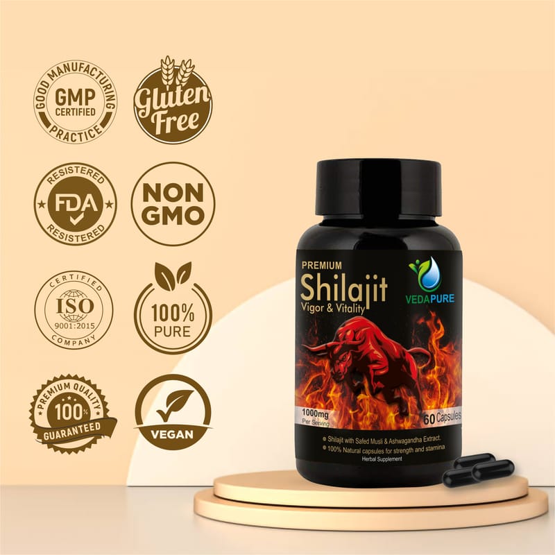 VEDAPURE Shilajit |Premium Gold Shilajit Capsules with Safed Musli & Ashwagandha | Shilajit ...
