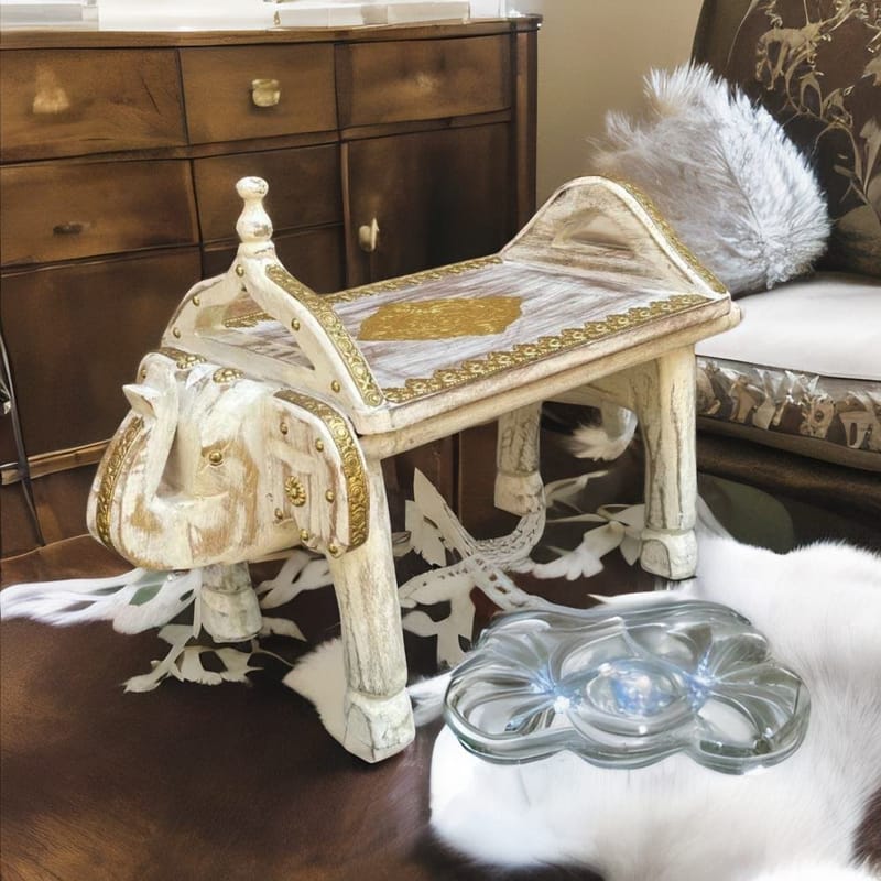 Handicraft Showpiece Elephant Table, Wooden Coffee Table/Living-room ...