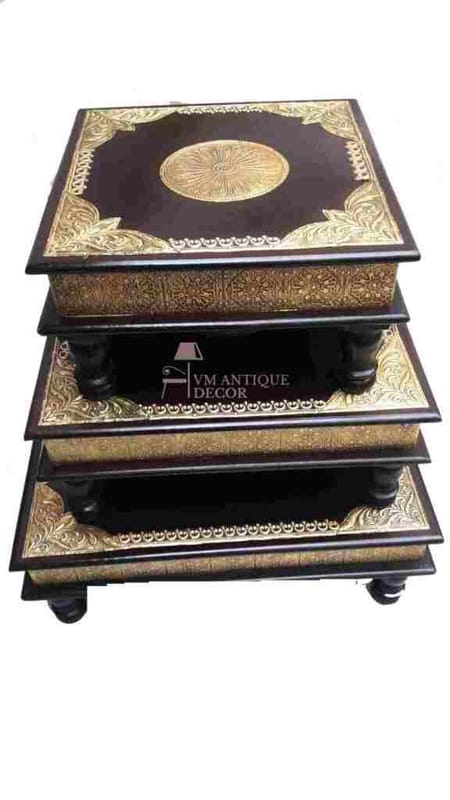 Pooja room Decors Handicraft Pooja Bajot In Set Of 3, Wooden Pooja ...