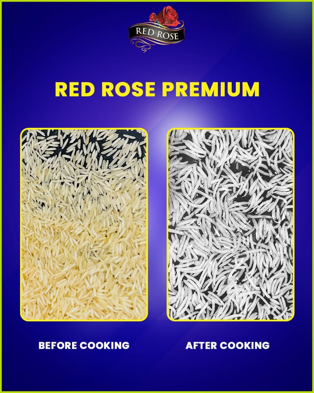 Red Rose Premium Basmati Rice, Aged Long Grains, Aromatic, 1 KG