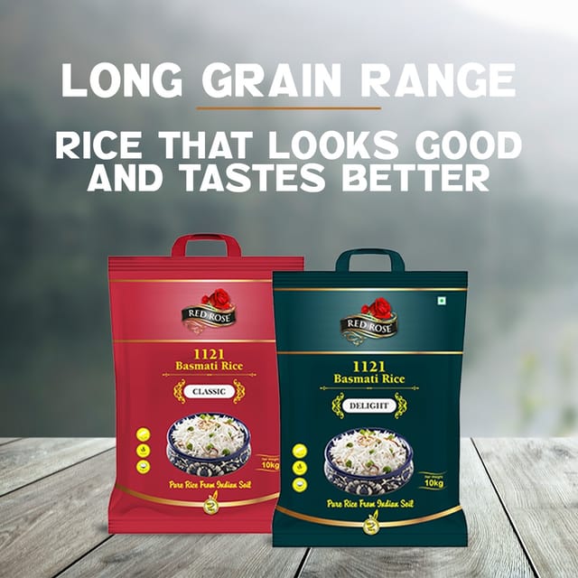 Red Rose Classic Basmati Rice, Long and Slender Grains, Aged rice, 5 KG