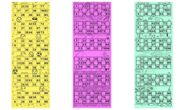 Pattern Tambola Housie Ticket Loose Sheets, emoji, abstract, floral (3 ...