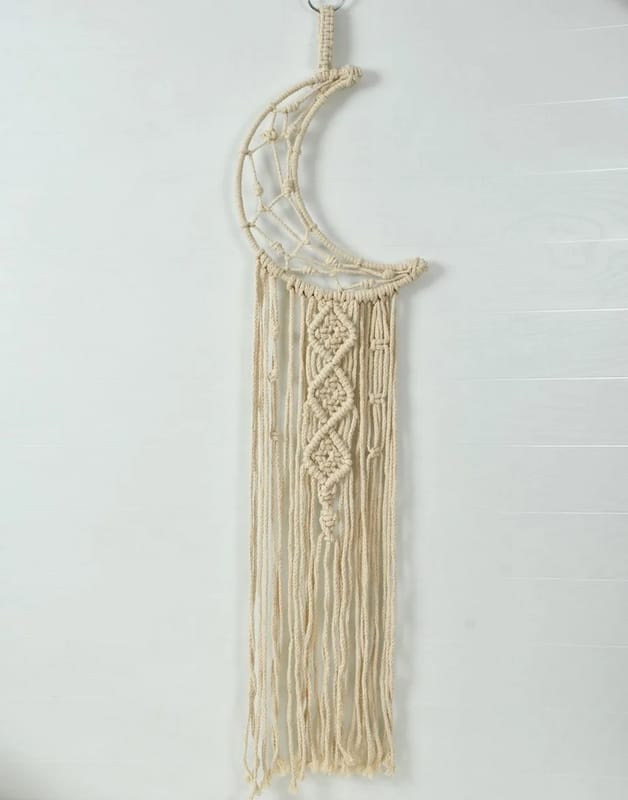Crescent moon macrame wall hanging
