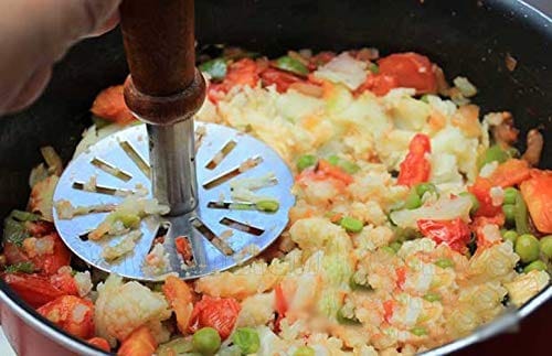 Gold Opera Potato Vegetable Pav Bhaji Masher Wood Handle