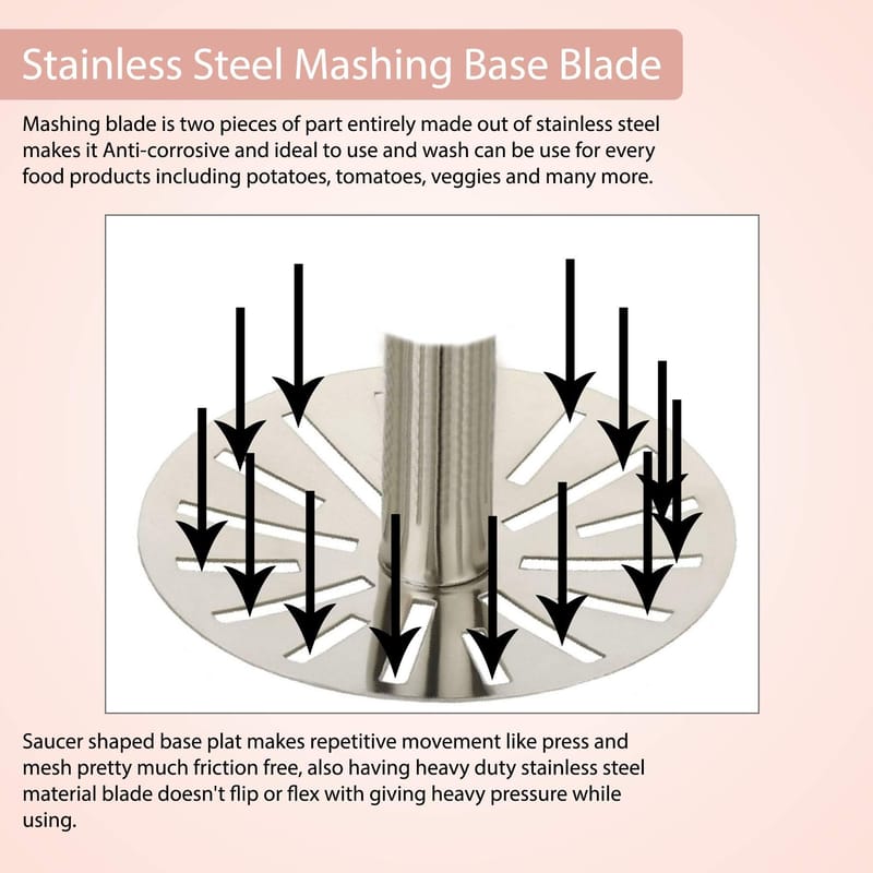 Gold Opera Potato Vegetable Pav Bhaji Masher Wood Handle