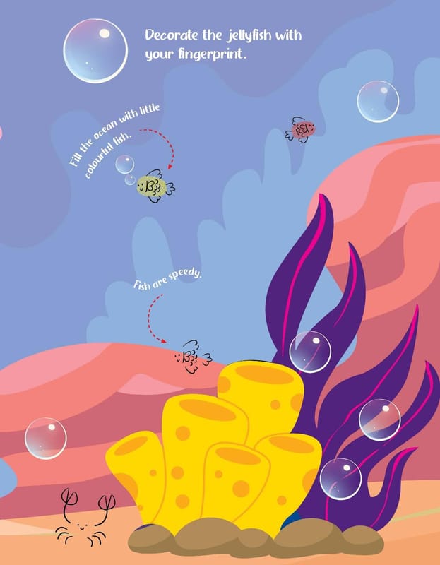 Ocean Fingerprint Art Activity Book for Children Age 4 - 9 years with ...