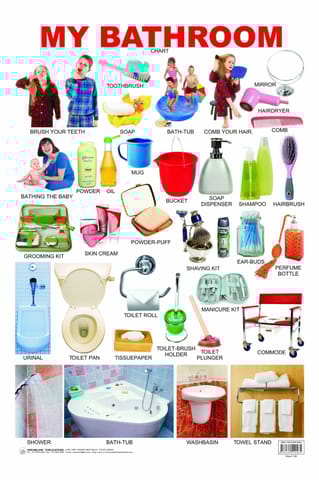 My Bathroom Educational Wall Chart For Kids - Both Side Hard Laminated ...