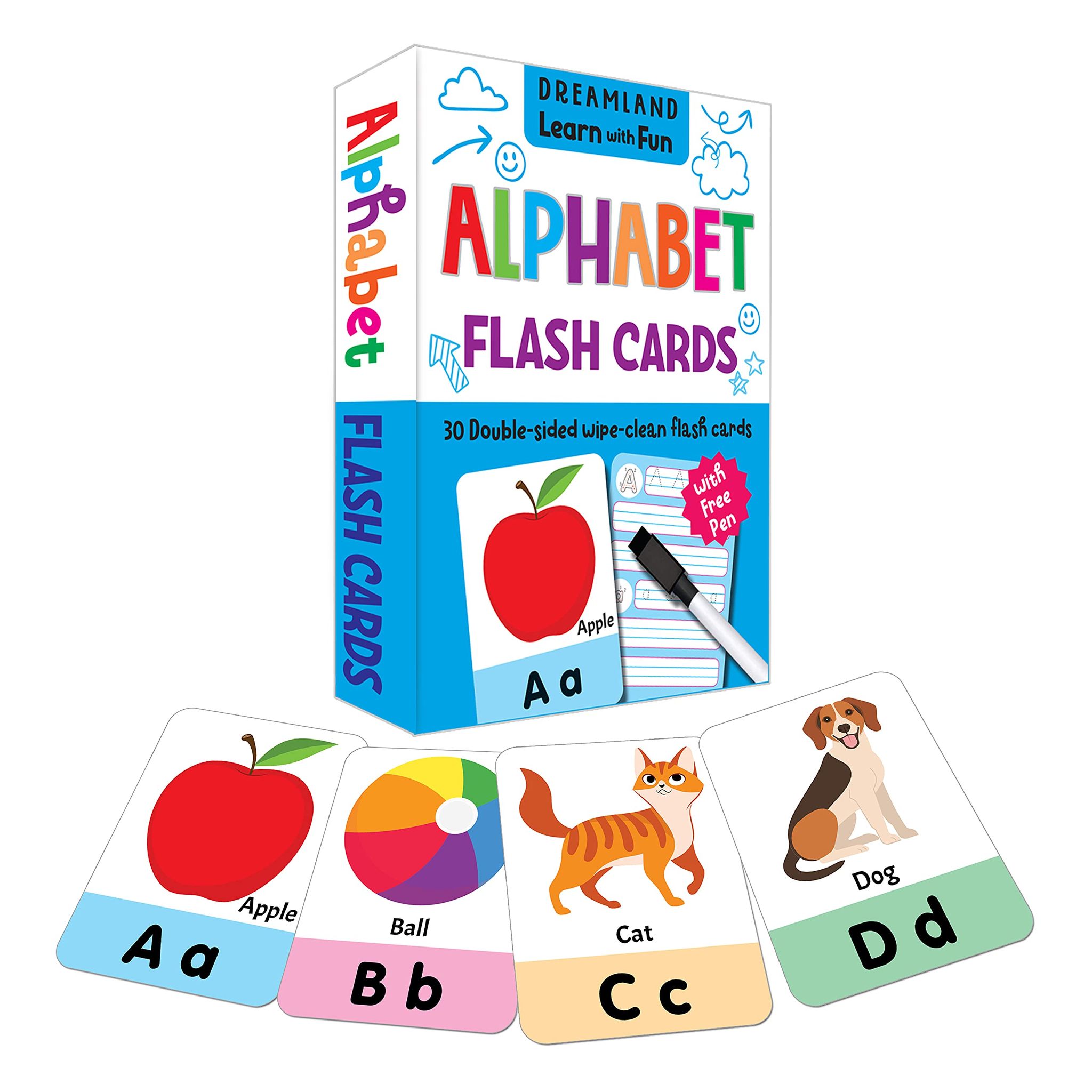Flash Cards Alphabet - 30 Double Sided Wipe C [Card Book] Dreamland Publications
