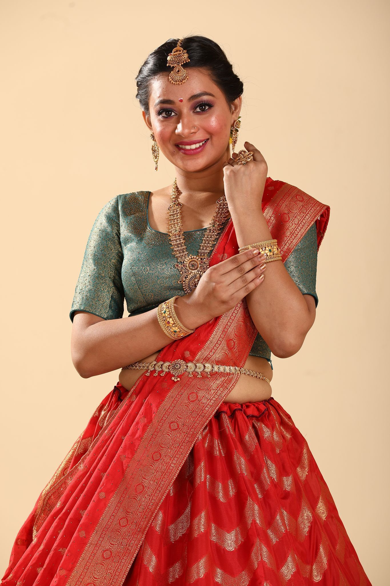 Latest Fashion Trend With A Rani And Purple Pattu Pavadai