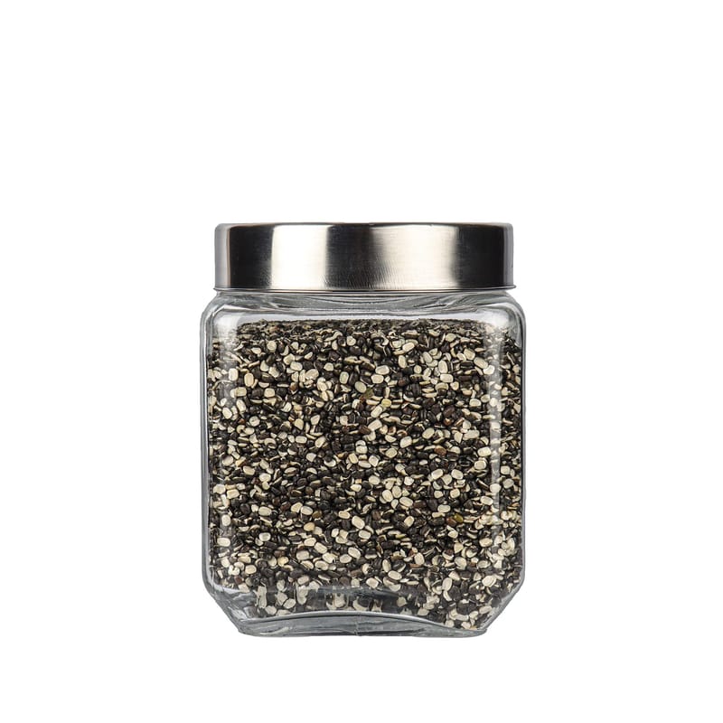 Femora Clear Glass Octo Kitchen Storage Jars, 2000 ml, Free Replacement of Lids