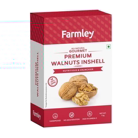 Farmley Premium California Jumbo Walnut | 1 kg | Inshell Walnut ...