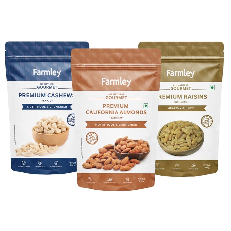 Farmley Premium Mixed Dry Fruits Combo Pack, 700 gram (Almond 250g ...