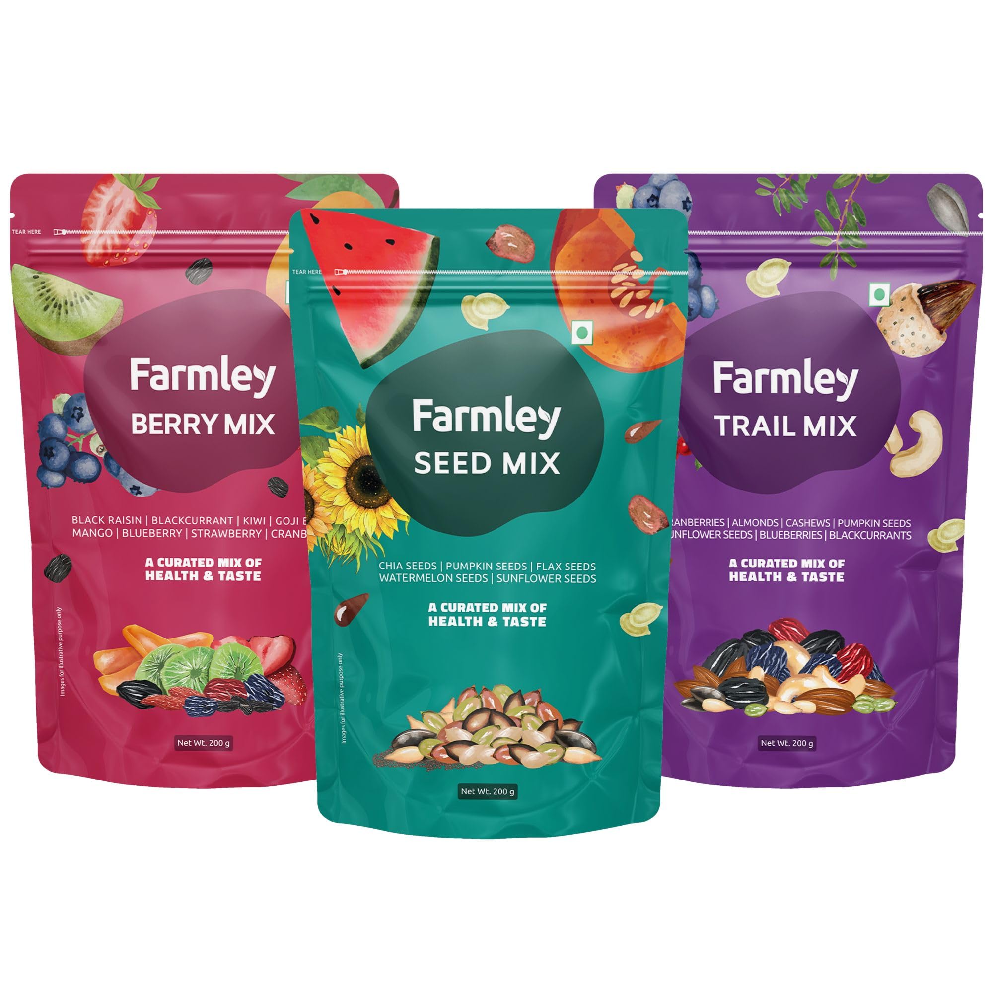 Farmley Trail Mix Dry Fruits 200g | Dried Berry Mix 200g | Protein Rich ...