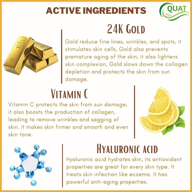 Quat Gold Natural Aesthetic Skin care Face Serum for Women