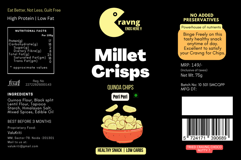 Cravng Millet Crisps| Ragi Quinoa Corn Chips | Low Carb Calorie | Party ...