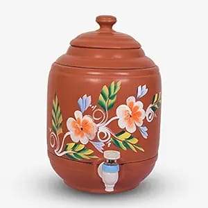 Nature's Stuff Terracotta Clay Square Water Pot with Lid 3.5 L