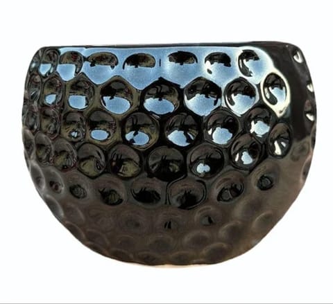 Black Circular Ceramic Pot