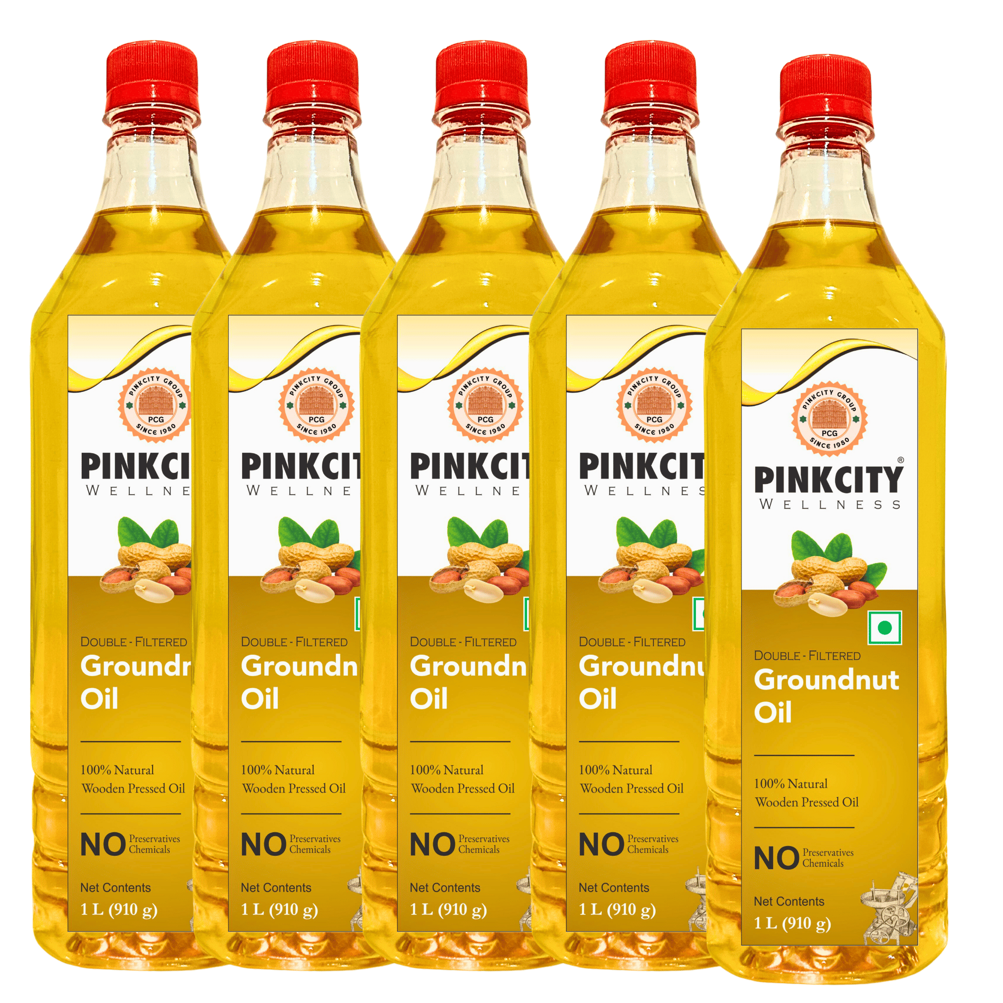 Pinkcity Wellness Wooden Cold Pressed Groundnut Oil 5 Litre| 1 Litre x ...