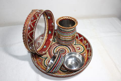 Handicrafts pooja steel thali for wedding and festive purpose for ...
