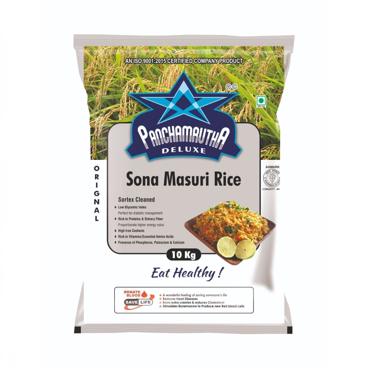 STEAM SONA MASURI RICE (10KG), PANCHAMRUTHA DELUXE +F(FORTIFIED WITH 9 ...